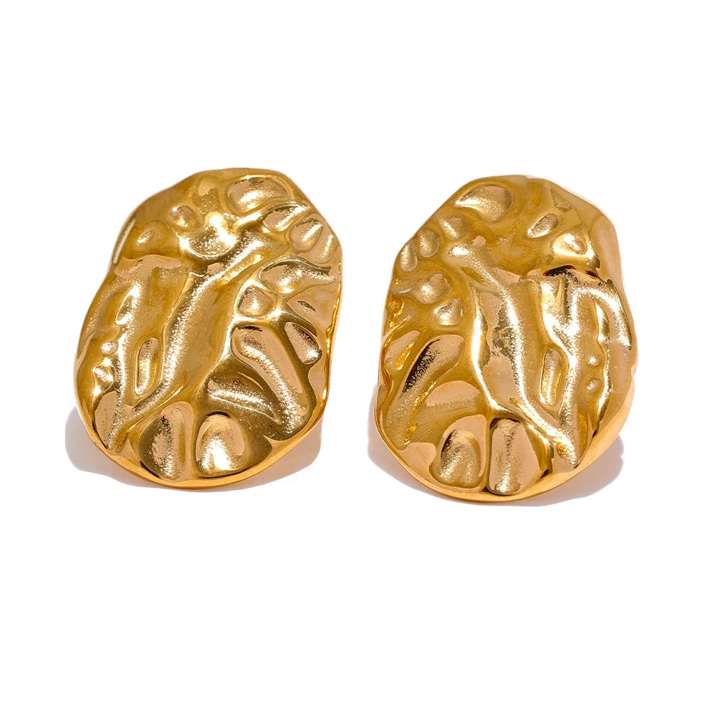 Bellartini Verona Gold Hammer Stud Earrings Minimalist Geometric Unusu