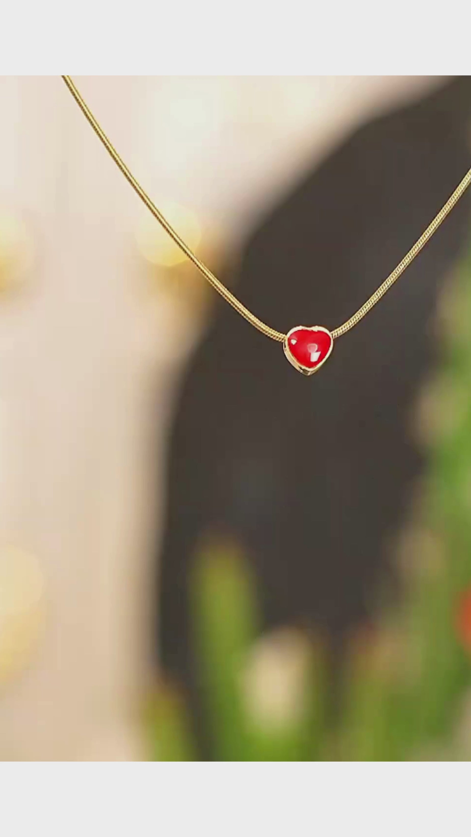Bellartini Gold Exquisite Red Enamel Heart Necklace